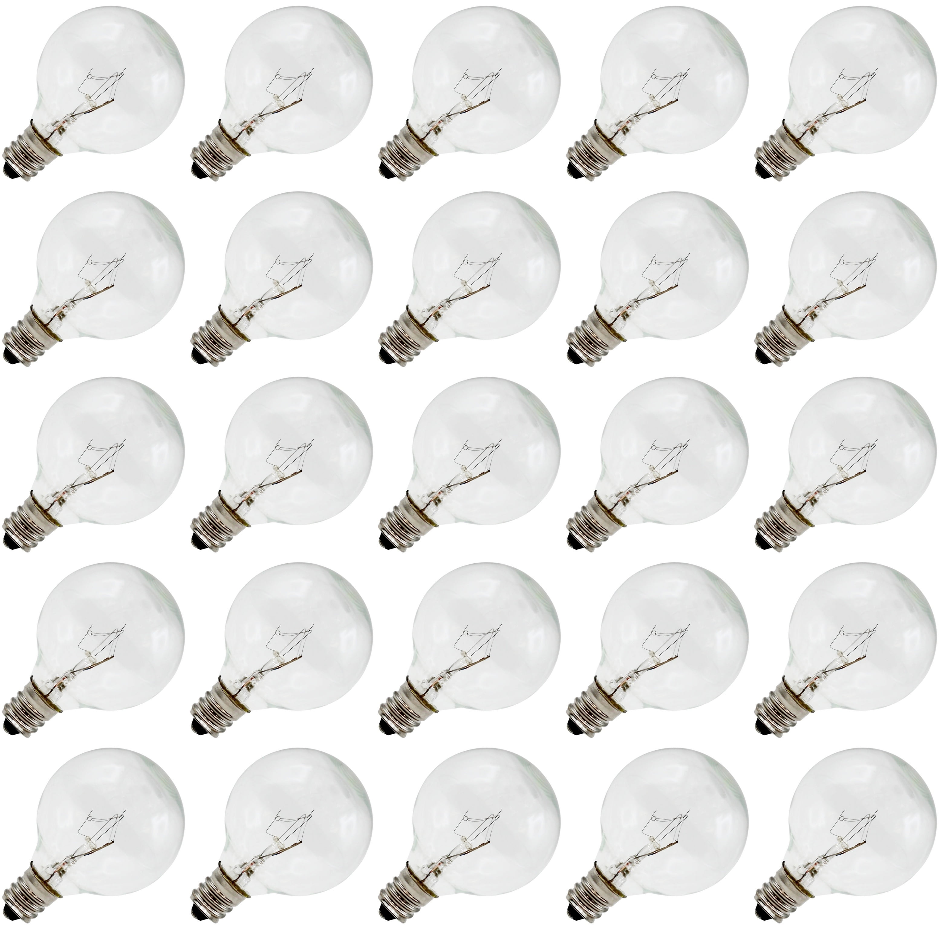 Creative Hobbies 25 Pack G40 5W Bulbs - Clear Globe Replacement for ...