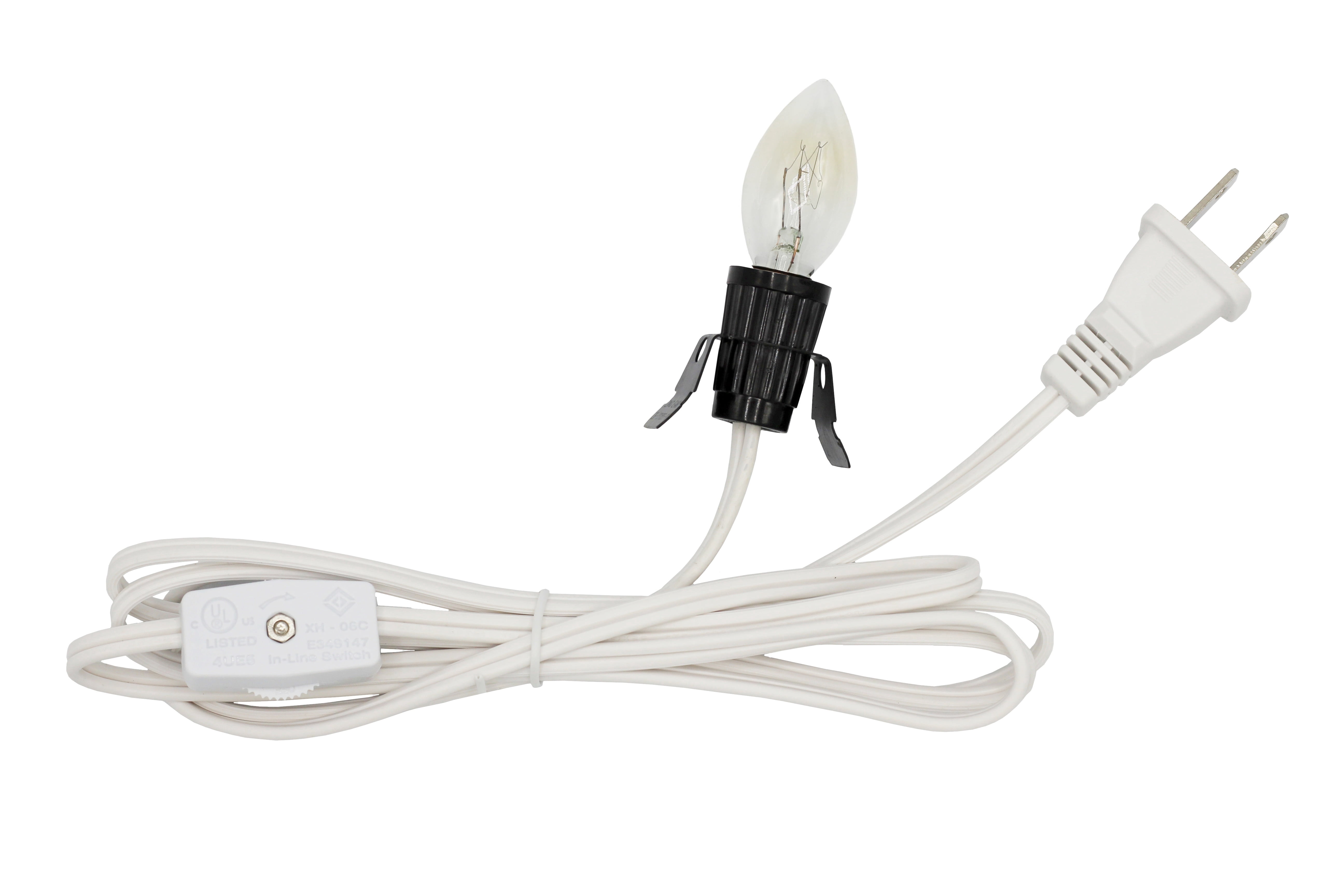 Creative Hobbies Incandescent C7 7W Light Bulbs, 6-Foot Cord, E12 Base ...