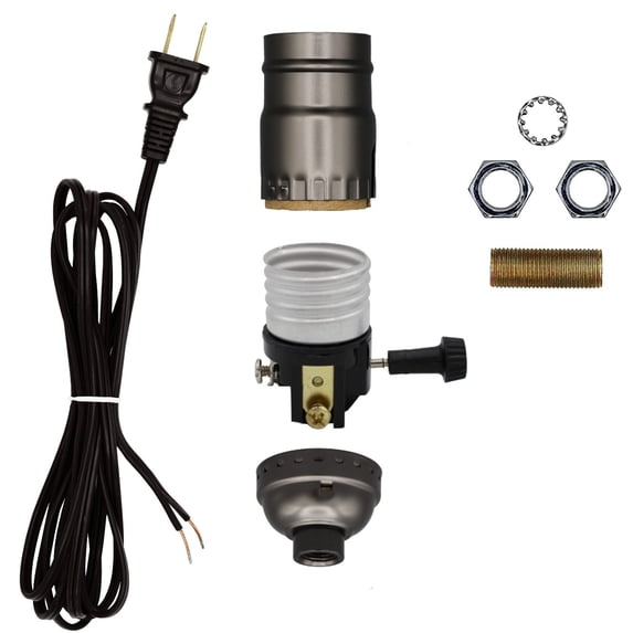 Creative Hobbies Lamp Kit, 8ft Black Cord, Dark Grey 3-Way Socket, Easy ...