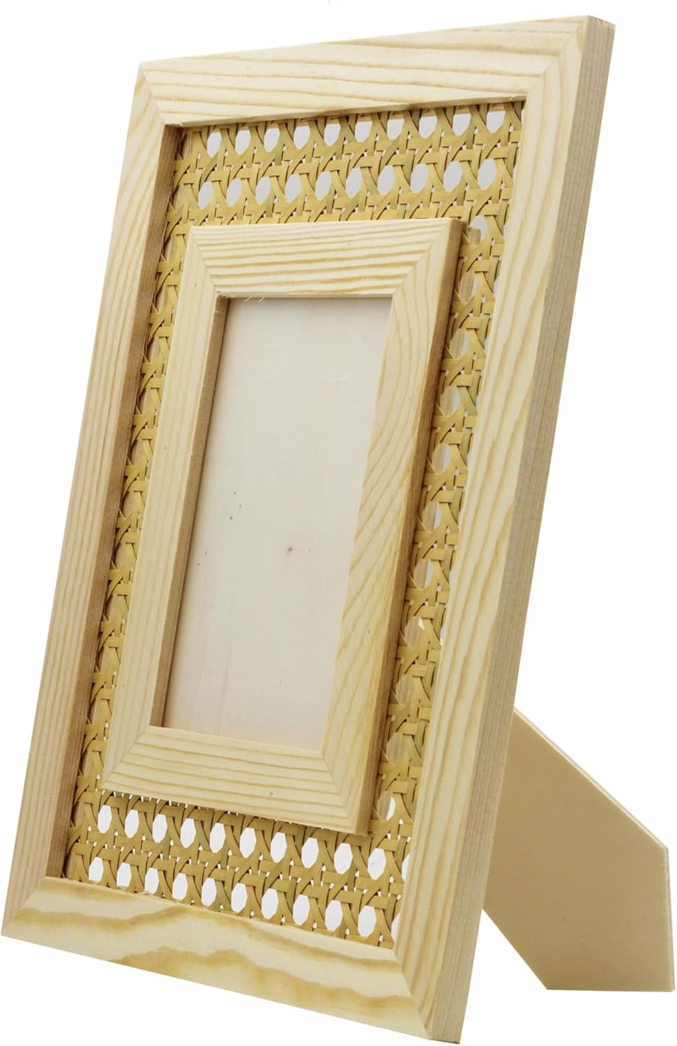 Creative Hobbies Unfinished Wood Cane Webbing Picture Frame, Paint or ...