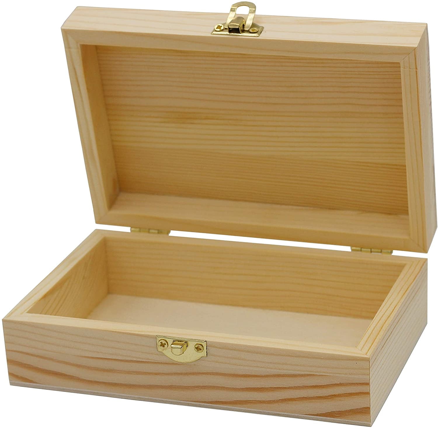 Creative Hobbies Unfinished Wood Craft Box – Light Unfinished Wood with ...