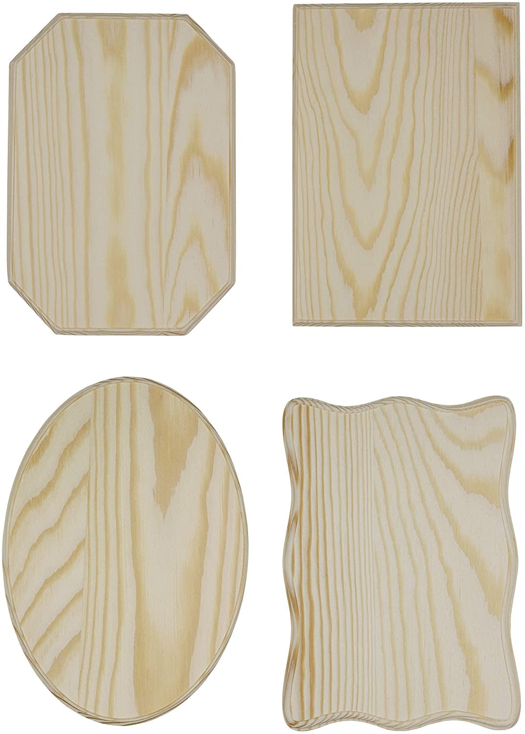 Creative Hobbies Unfinished Wood Plaques, 6.5x4.5 Inch, 4 Assorted ...