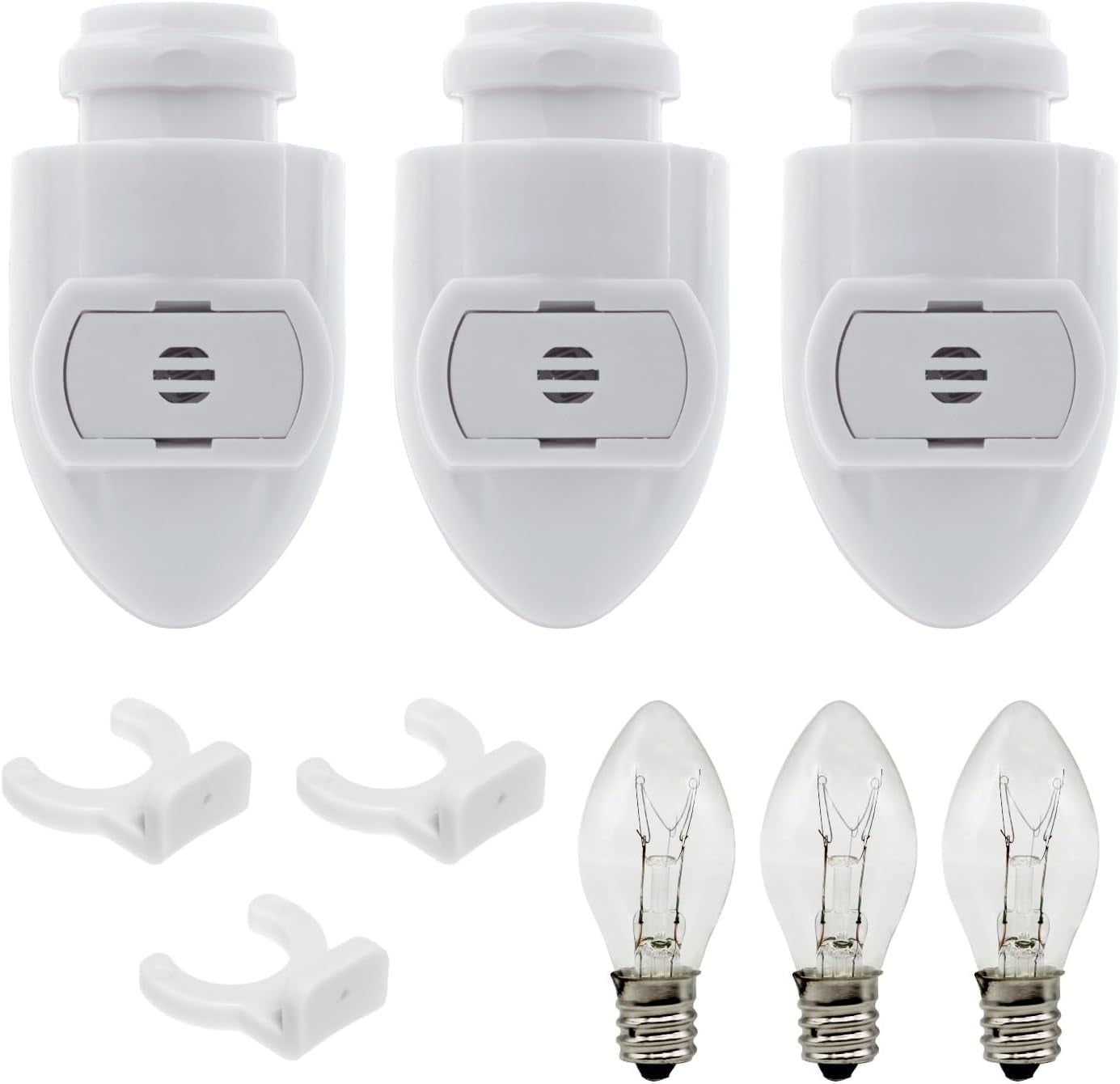 Creative Hobbies Night Light Socket 3pk Auto On Sensor + 3 Bulbs ...