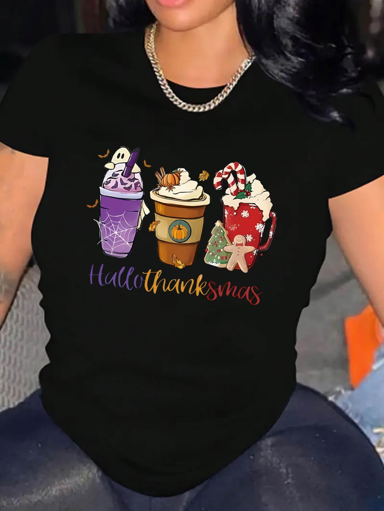 Creative Holiday-Themed Milkshake Pattern Print Women'S Trendy Round ...