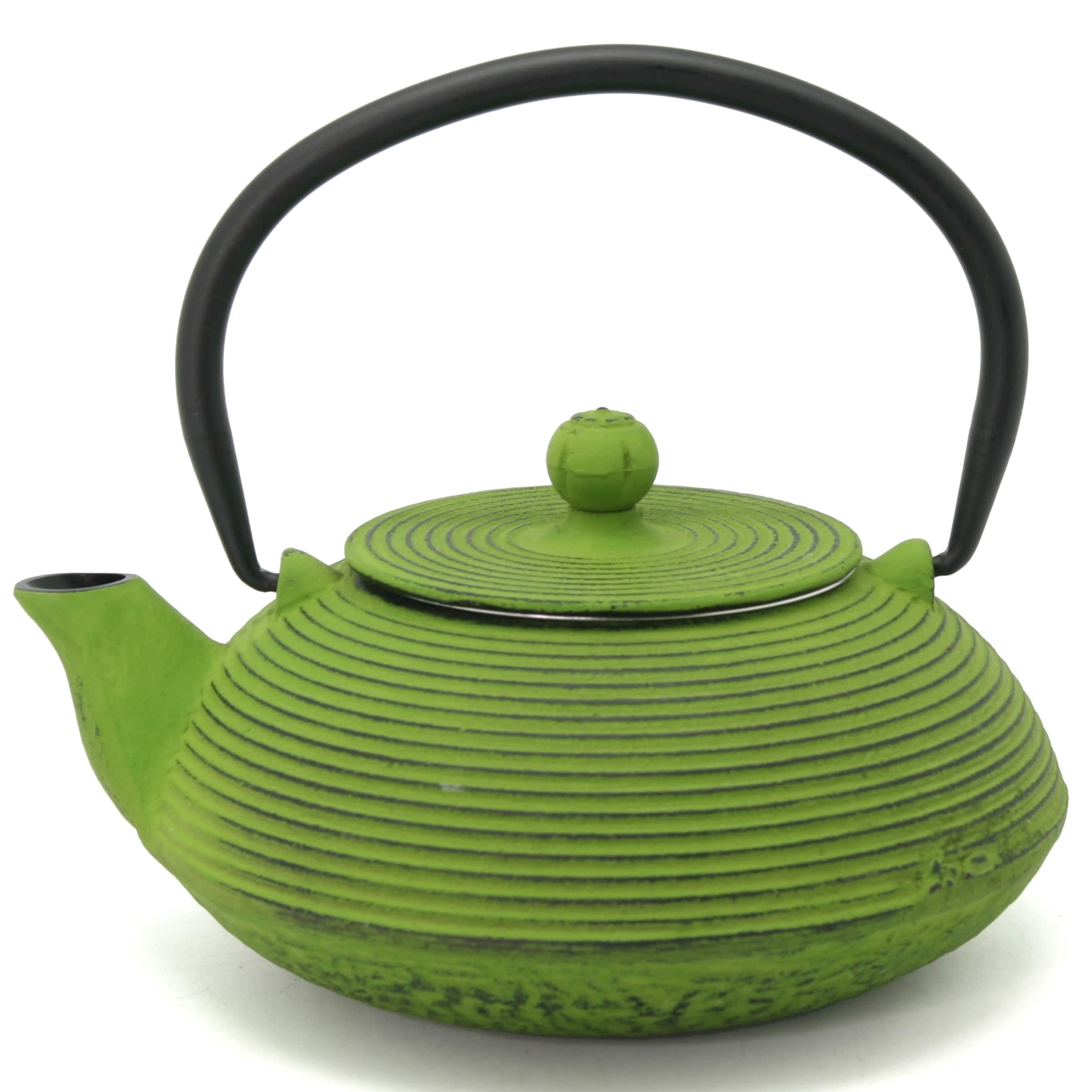 Creative Home Kyusu 20 Oz Green Cast Iron Teapot with Removable Infuser ...