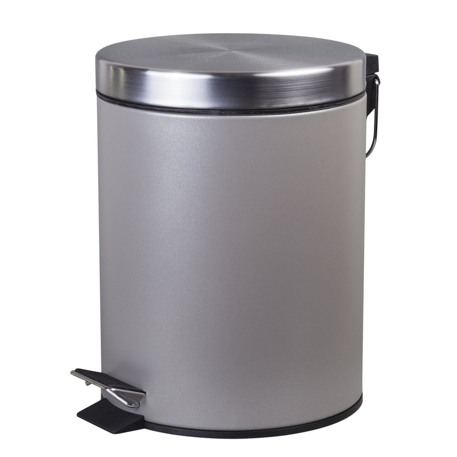Creative Home Stainless Steel 5 Liter Round Step Trash Can, Silver ...