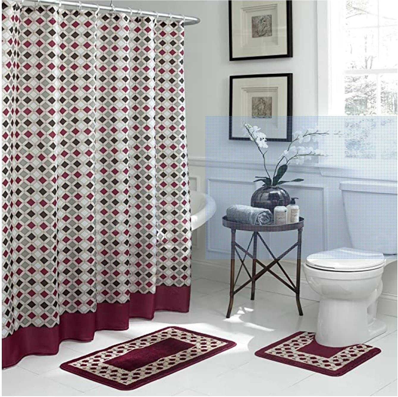 Creative Home Ideas 15-Piece Bathroom Shower Curtain Set – Set of 1 ...