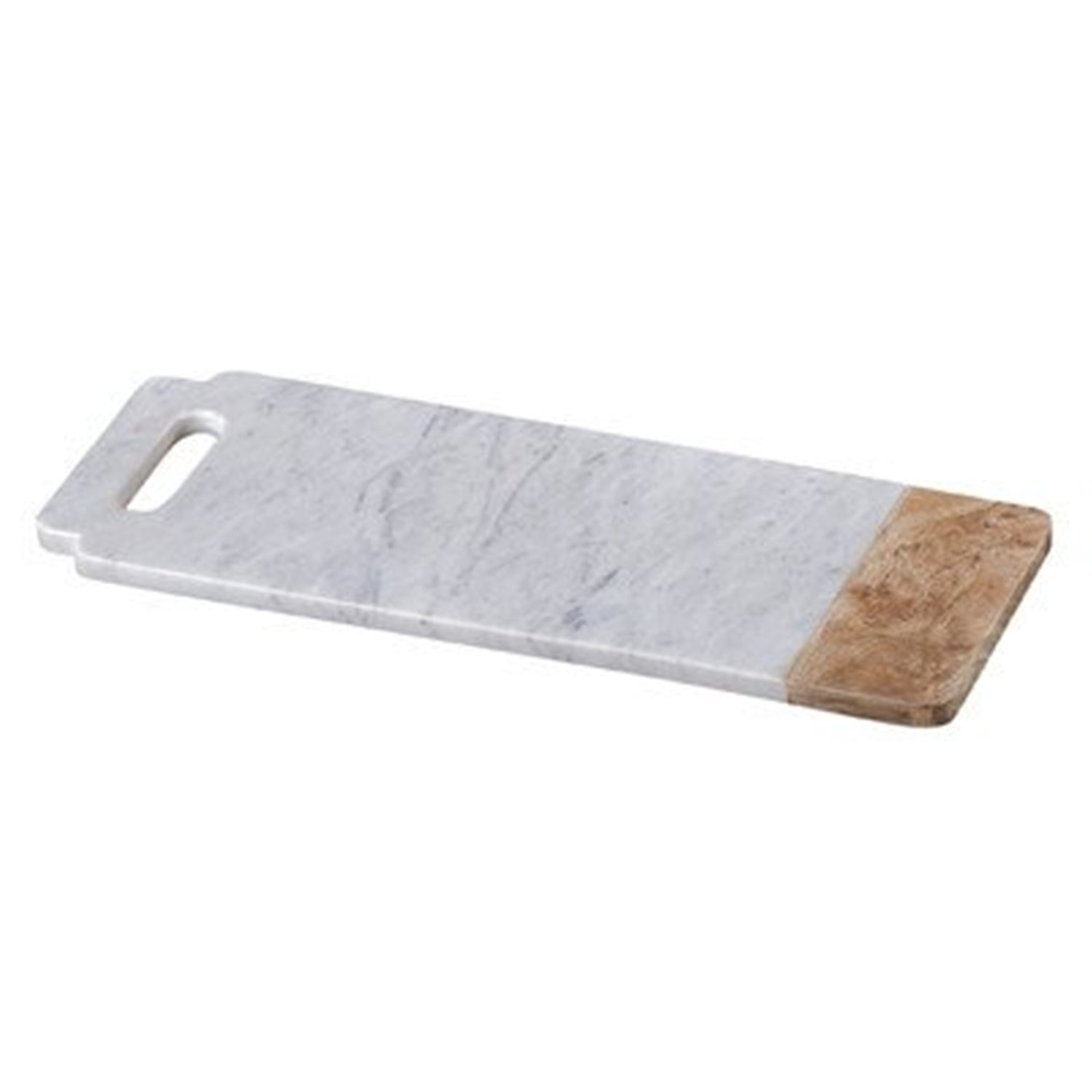 Creative Home White Marble & Mango Wood 18" x 6" Handled Board ...