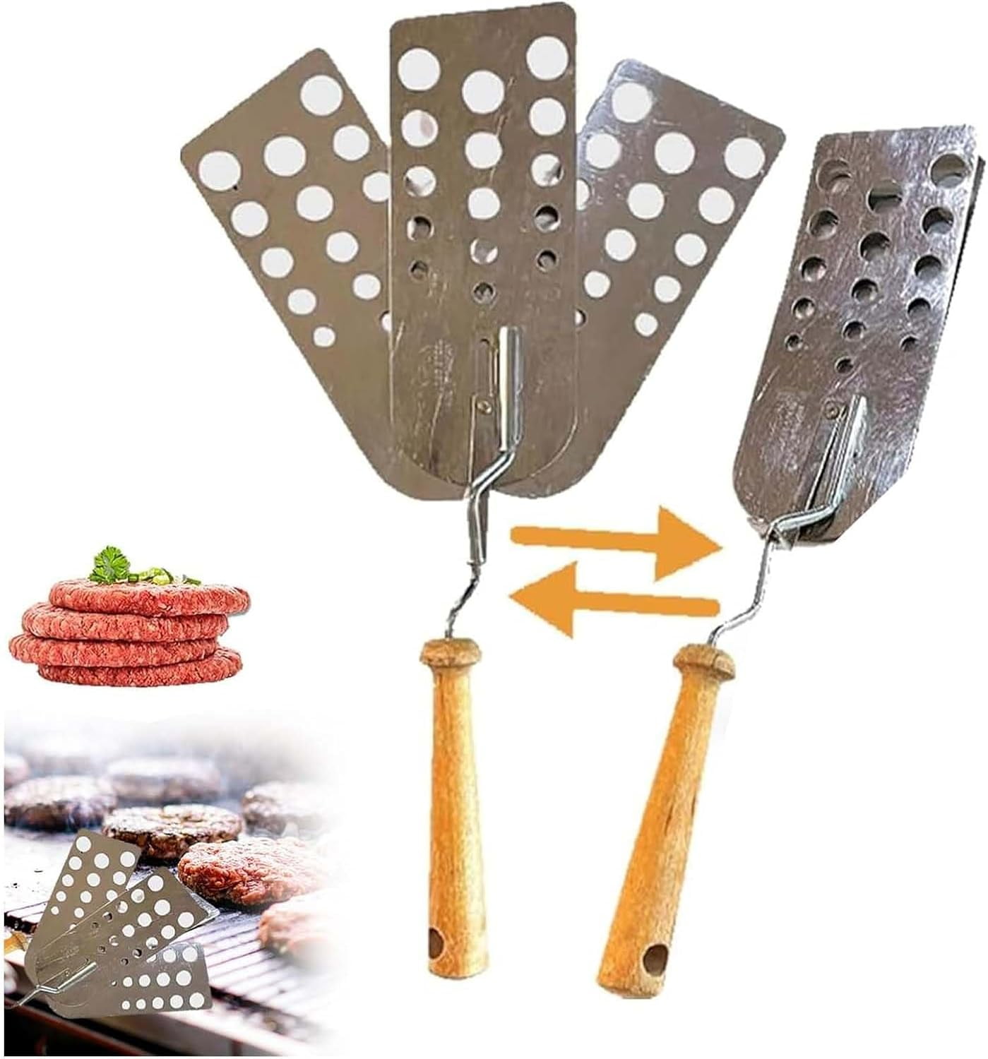 Creative Hot Meat Patty Spatula, Stainless Steel BBQ Grill Clamp ...