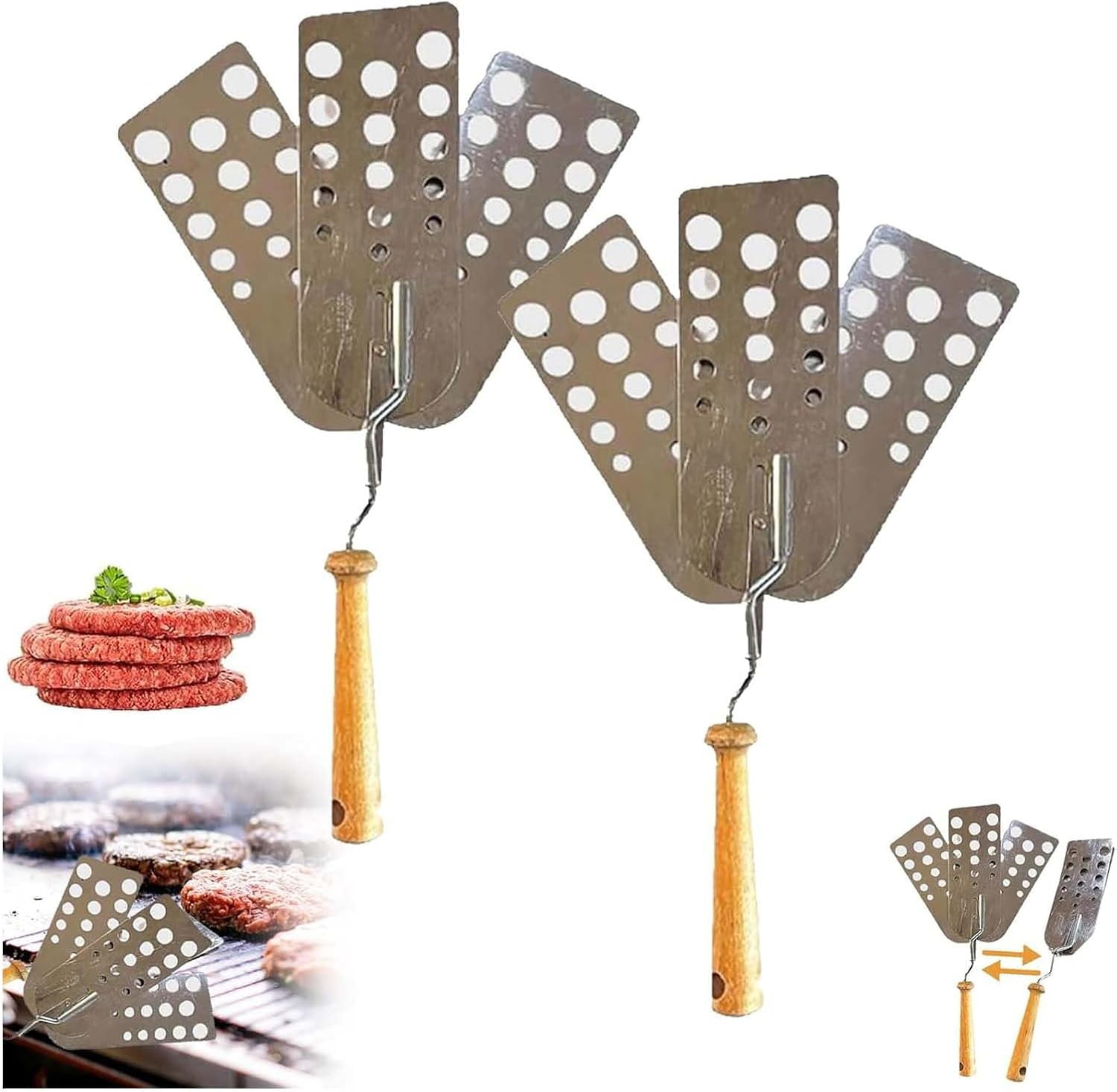 Creative Hot Meat Patty Spatula, Stainless Steel BBQ Grill Clamp ...