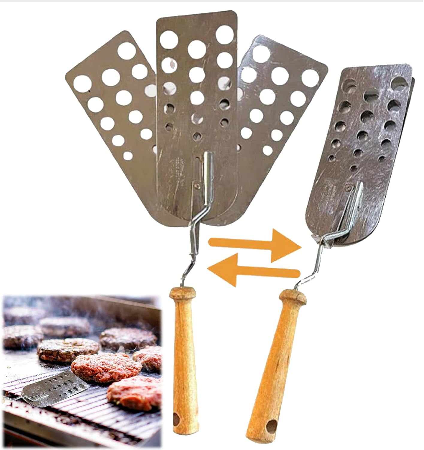 Creative Hot Meat Patty Spatula, Stainless Steel BBQ Grill Clamp ...