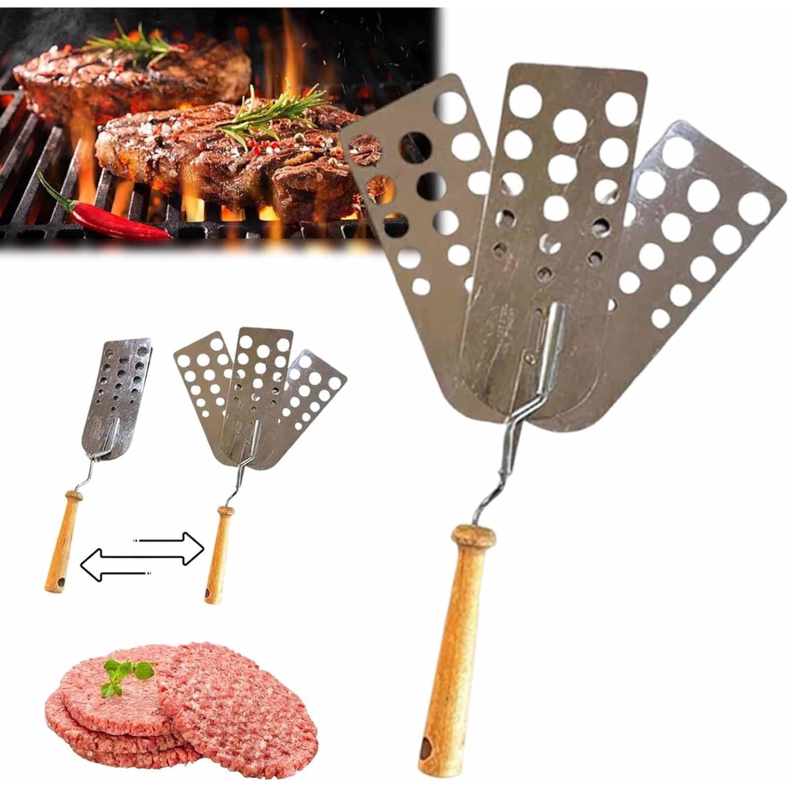 Creative Hot Meat Patty Spatula, Stainless Steel Slotted Burger With ...