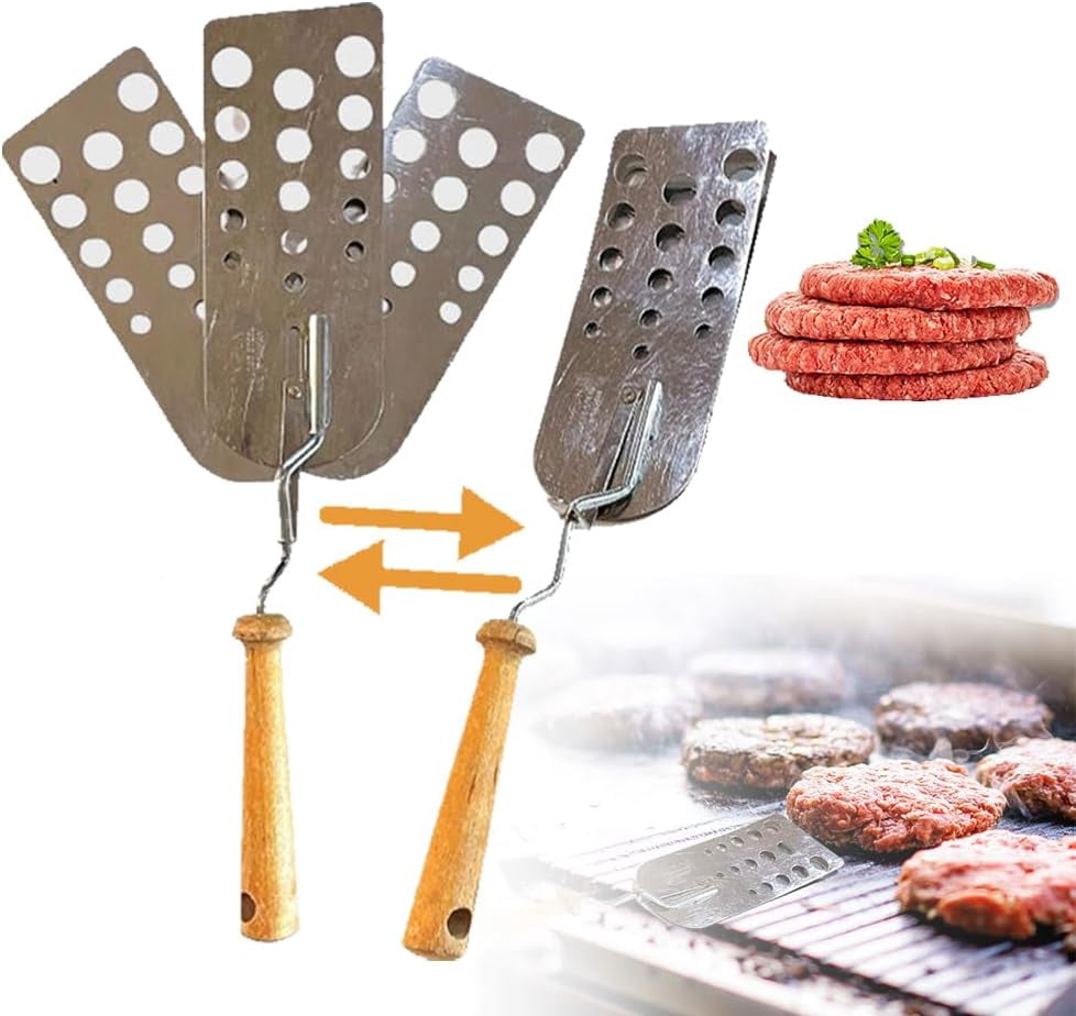 Creative Hot Meat Patty Spatula, Stainless Steel Triple Blade Spatula ...