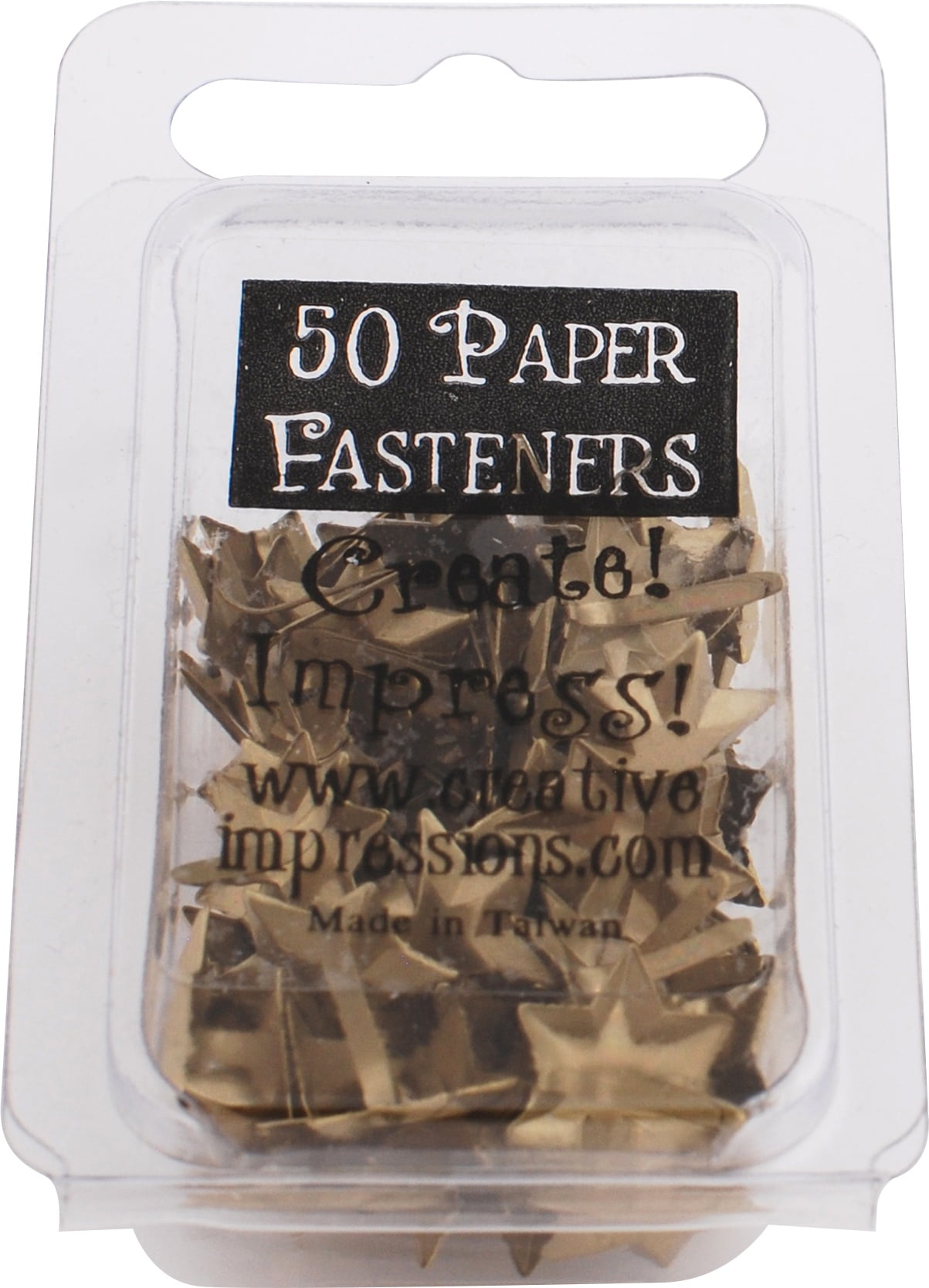 Creative Impressions Metal Paper Fasteners 50/Pkg-Brushed Gold 6-Point ...