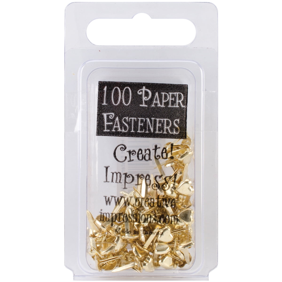 Creative Impressions Mini Metal Paper Fasteners 100/Pkg-Hearts - Gold ...