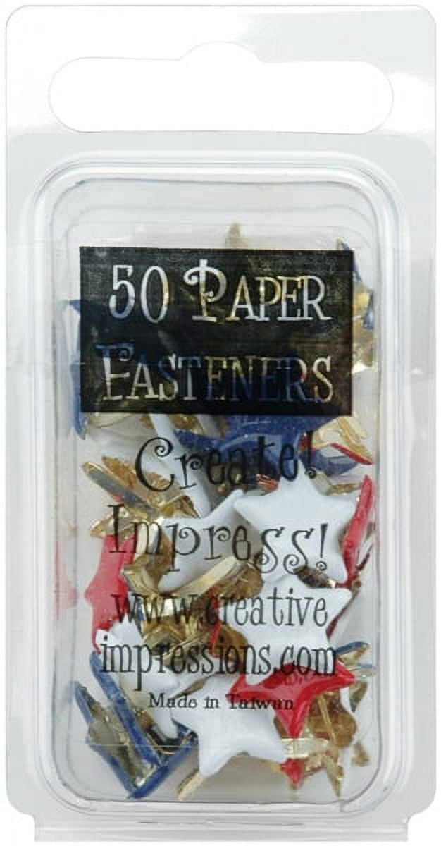 Creative Impressions Painted Metal Paper Fasteners 50/Pkg-Stars - Red ...