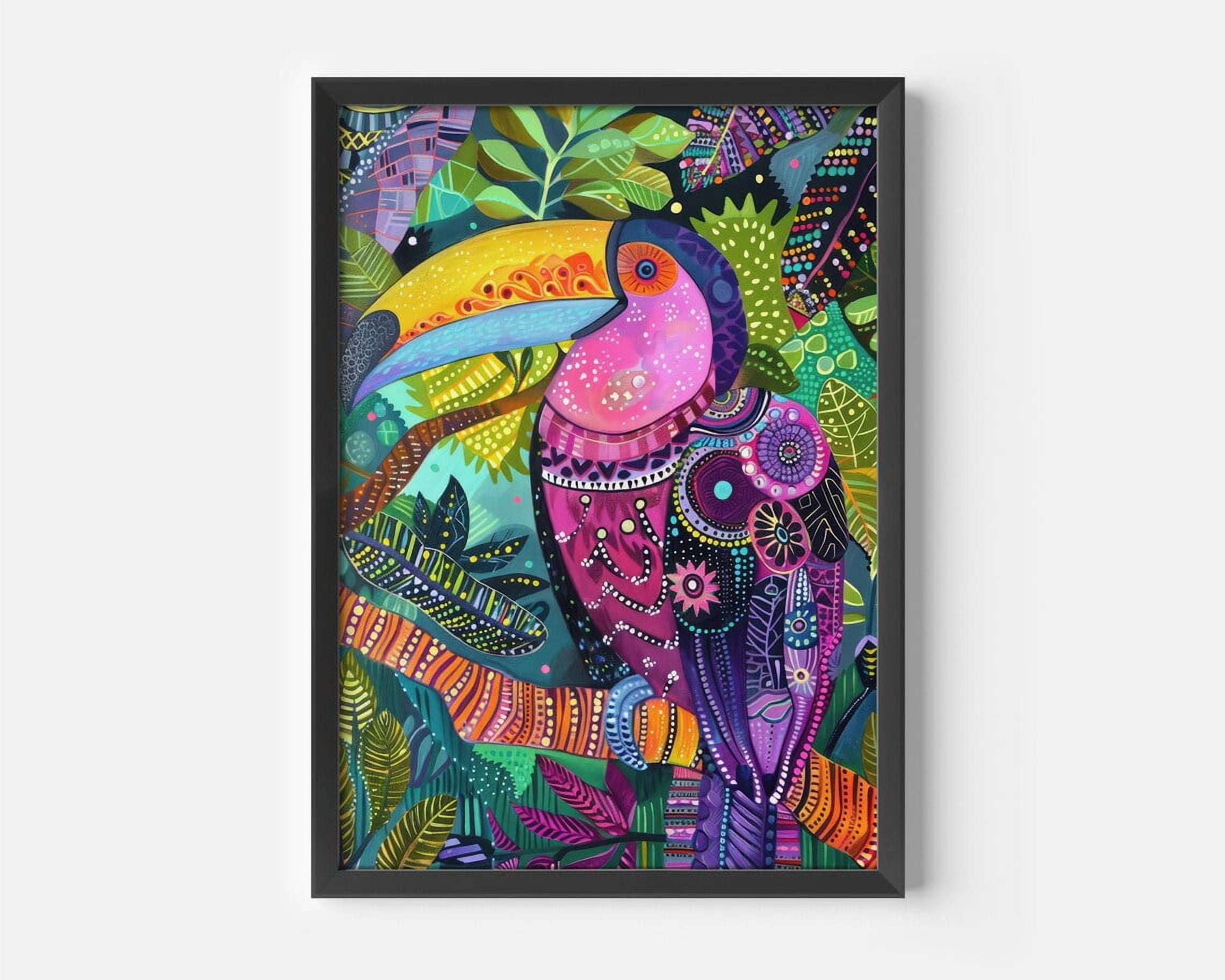 Creative In Boho Style Colorful Tropical Exotic Toucan Illustration ...