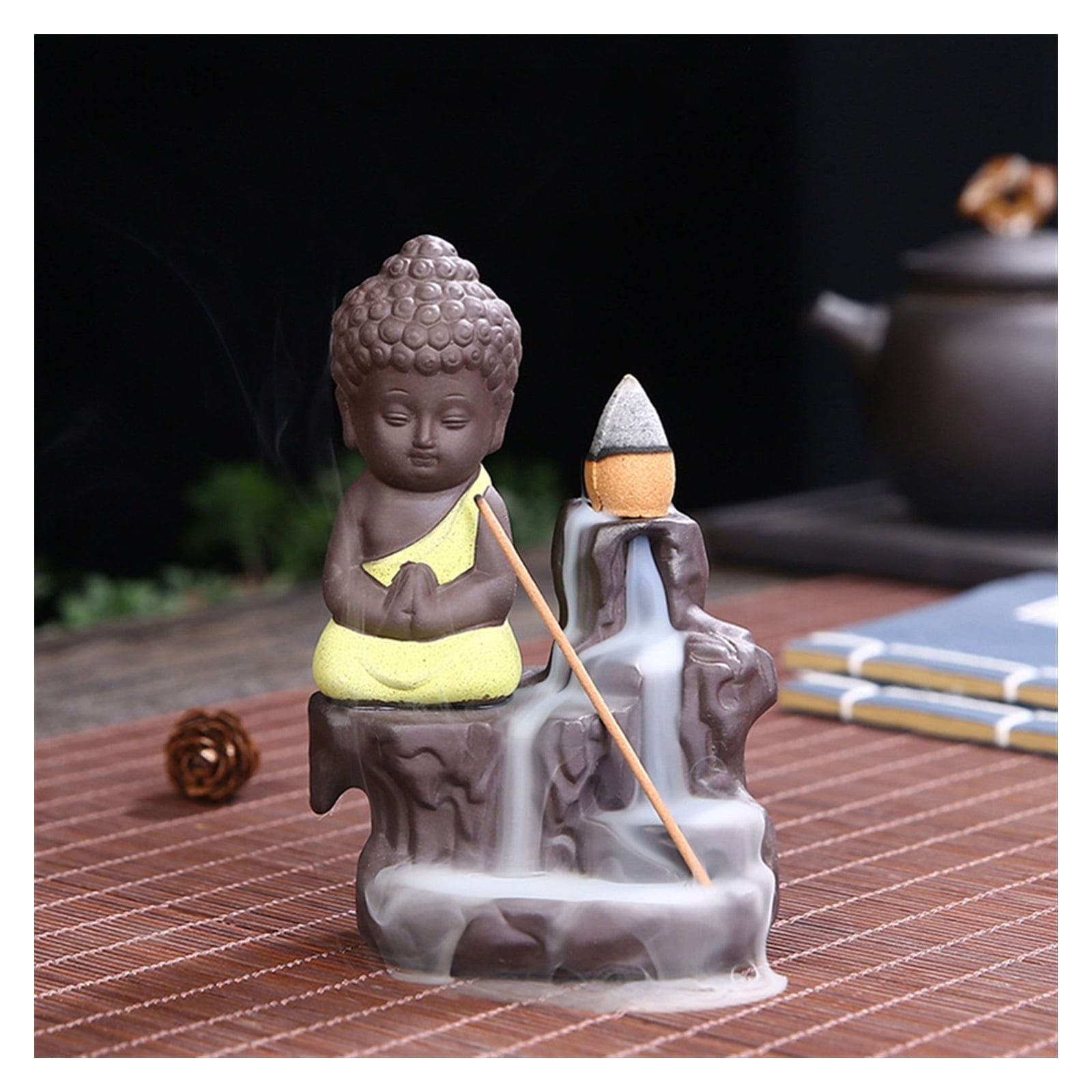 Creative Incense Burner Smoke Waterfall the Little Monk Small Buddha ...