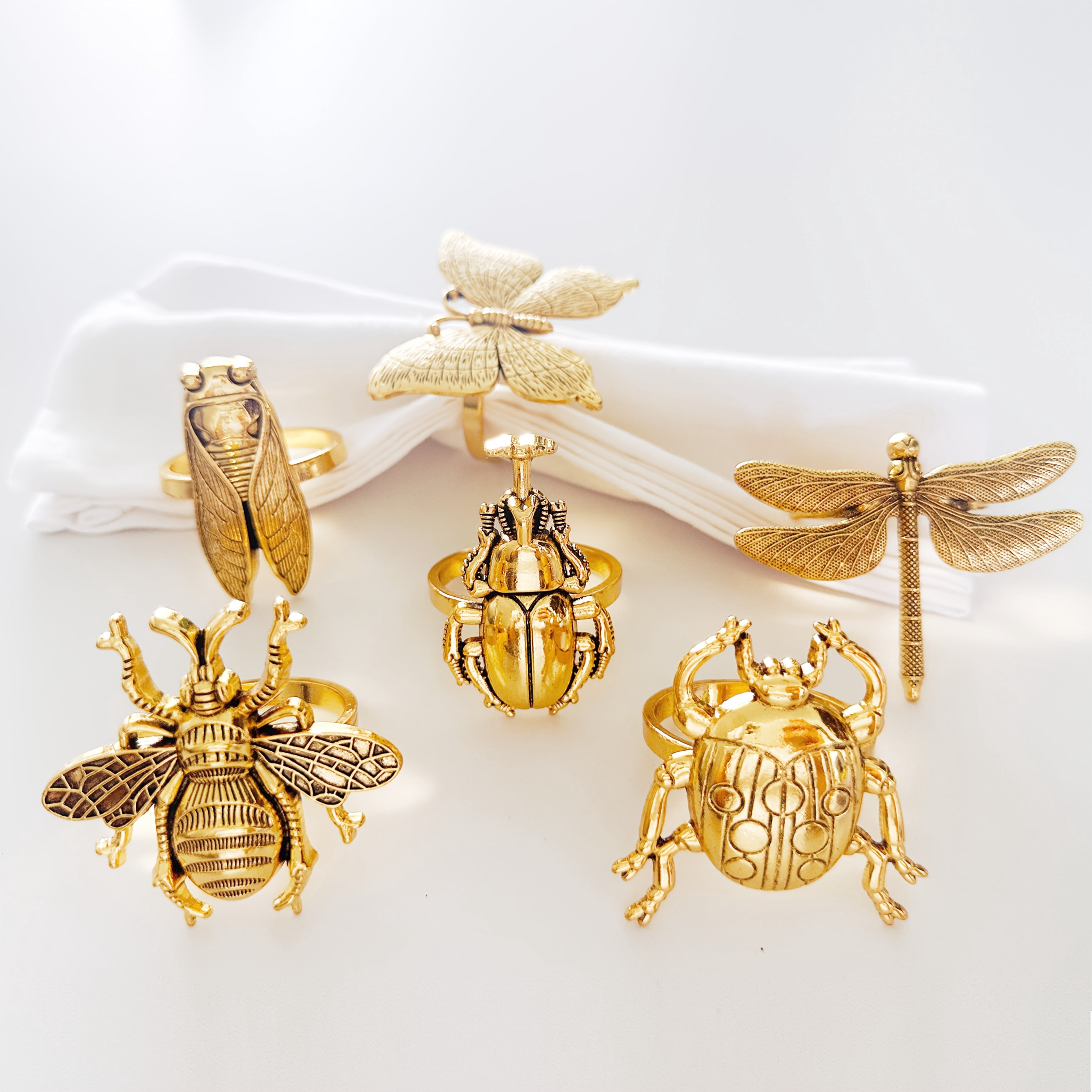Creative Insect-Themed Napkin Rings Set - 4 Unique Designs (Dragonfly ...