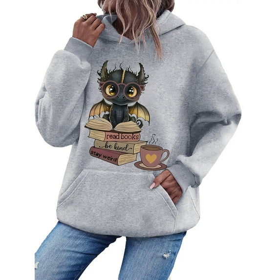 Creative and Interesting Book Coffee Little Dragon Pattern Print Women ...