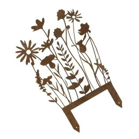 Creative Iron Garden Stake Set Flower Bed Decorative Plant Stakes For ...