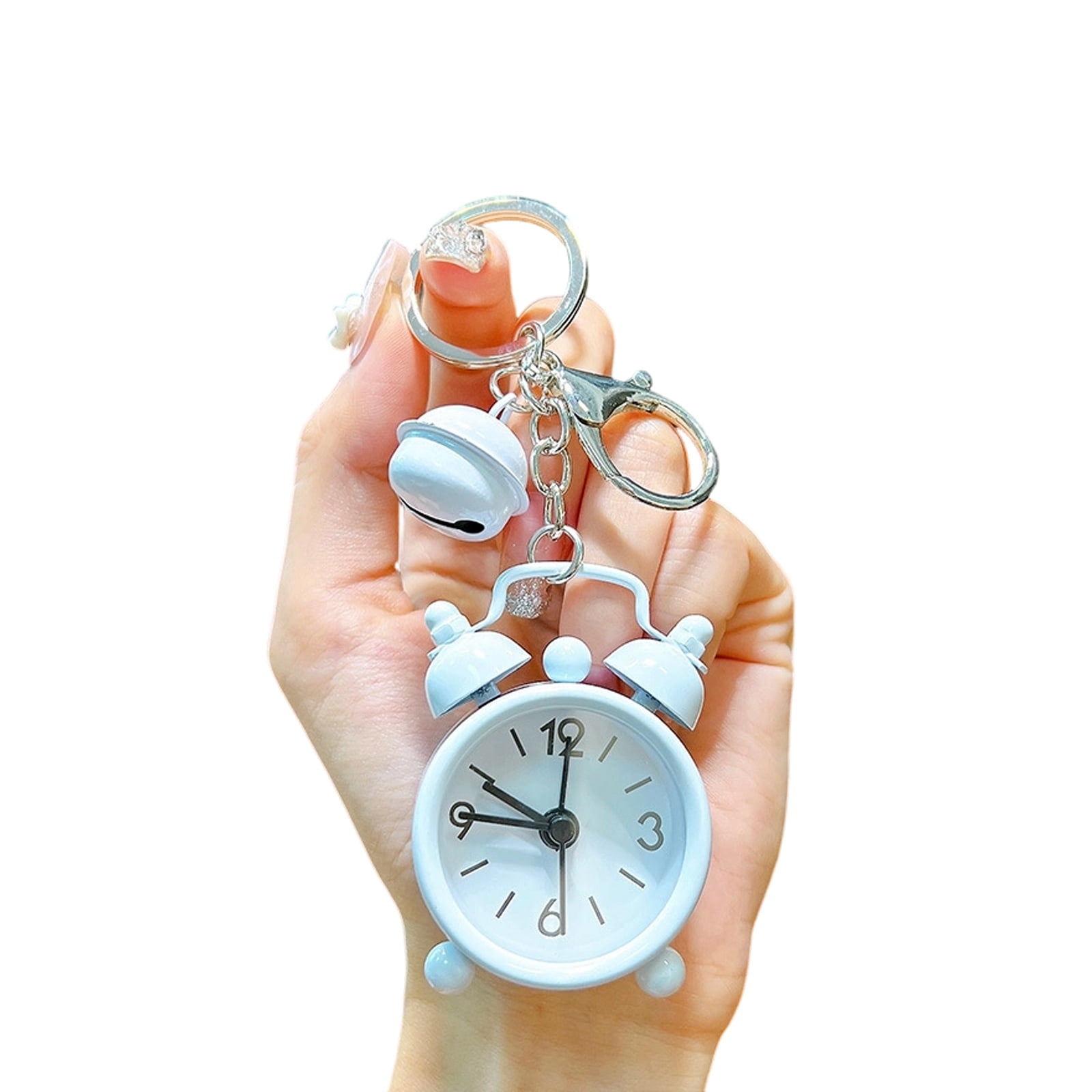 Creative Iron Keychain Keyring Miniature Alarm Clock Shape Detail for ...