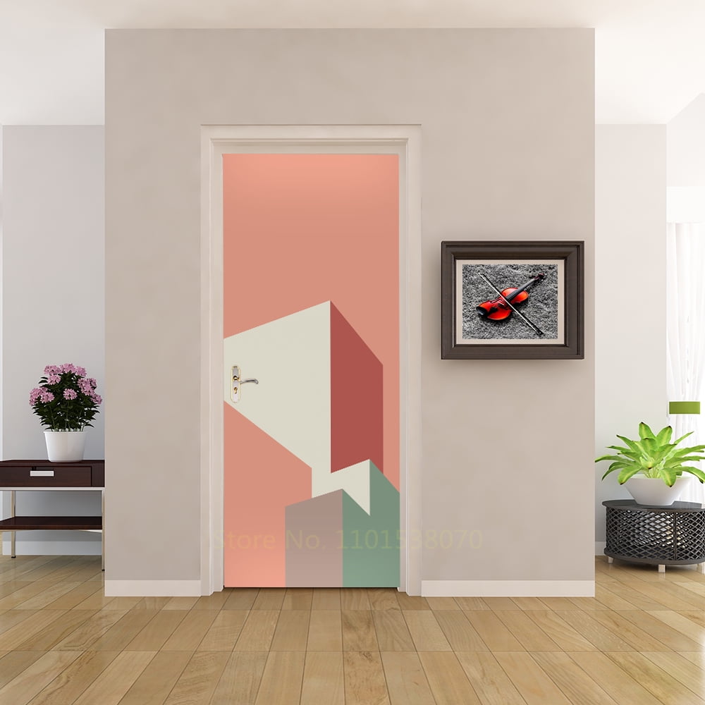Creative Irregular Graphic Wallpaper On Doors Self adhesive PVC Sticker ...