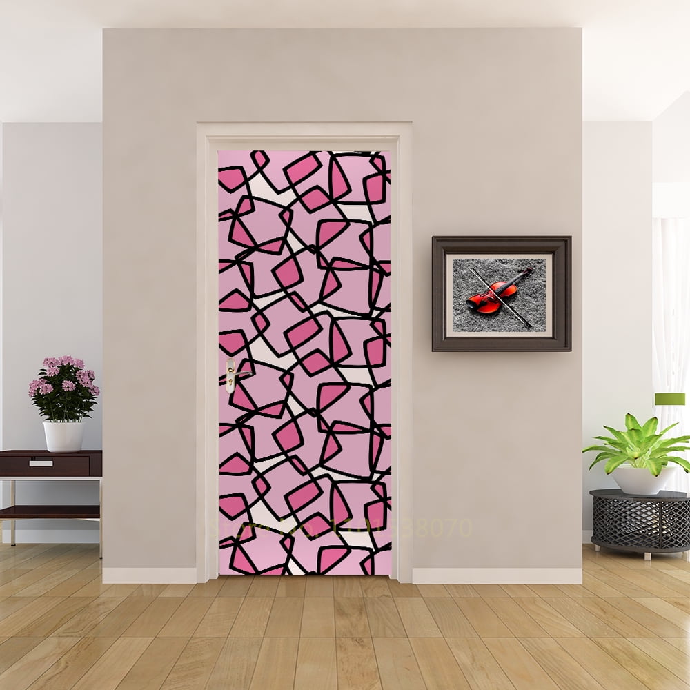 Creative Irregular Graphic Wallpaper On Doors Self adhesive PVC Sticker ...