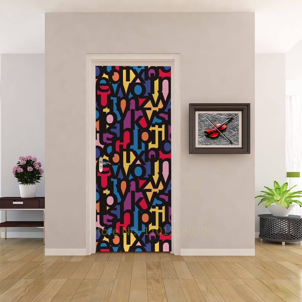 Creative Irregular Graphic Wallpaper On Doors Self adhesive PVC Sticker ...