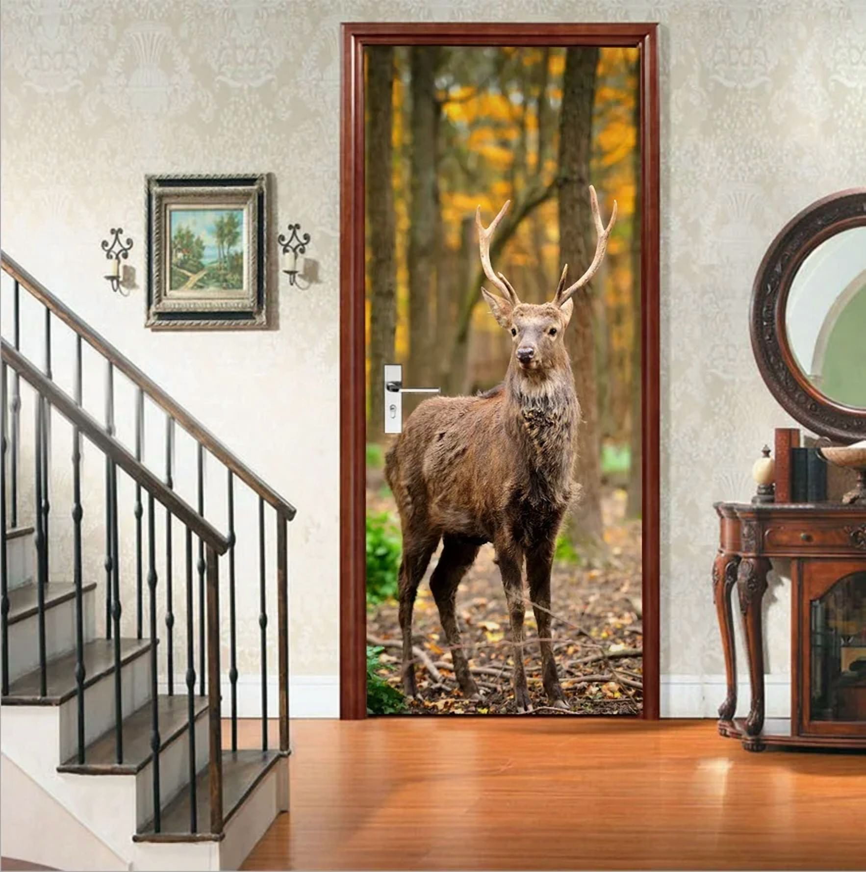Creative Jungle Animal Door Stickers Self Adhesive 3D Removable ...