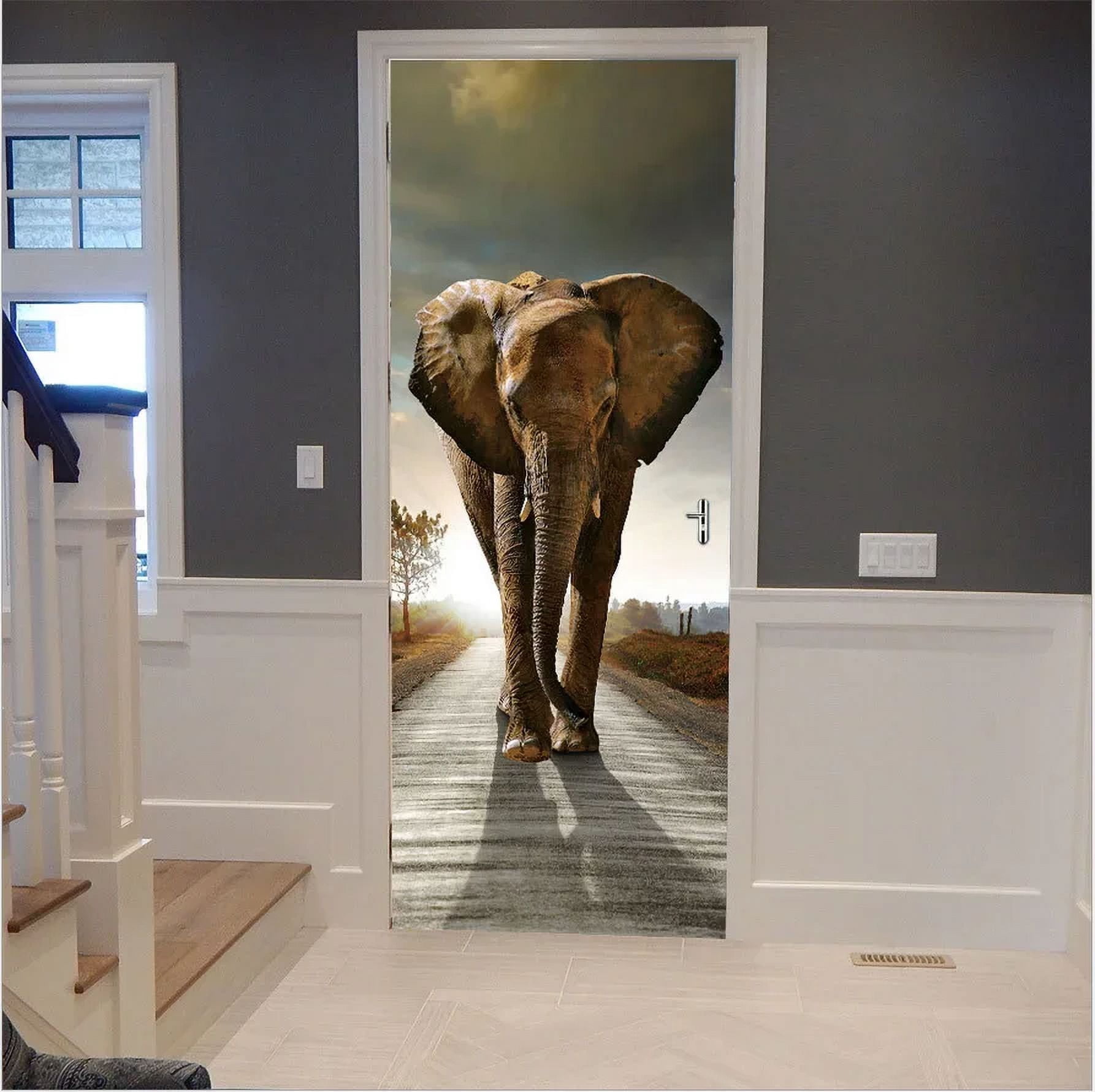 Creative Jungle Animal Door Stickers Self Adhesive 3D Removable ...