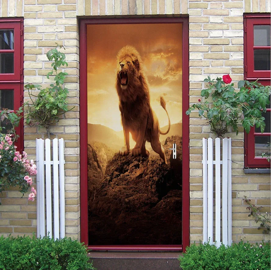 Creative Jungle Animal Door Stickers Self Adhesive 3D Removable ...