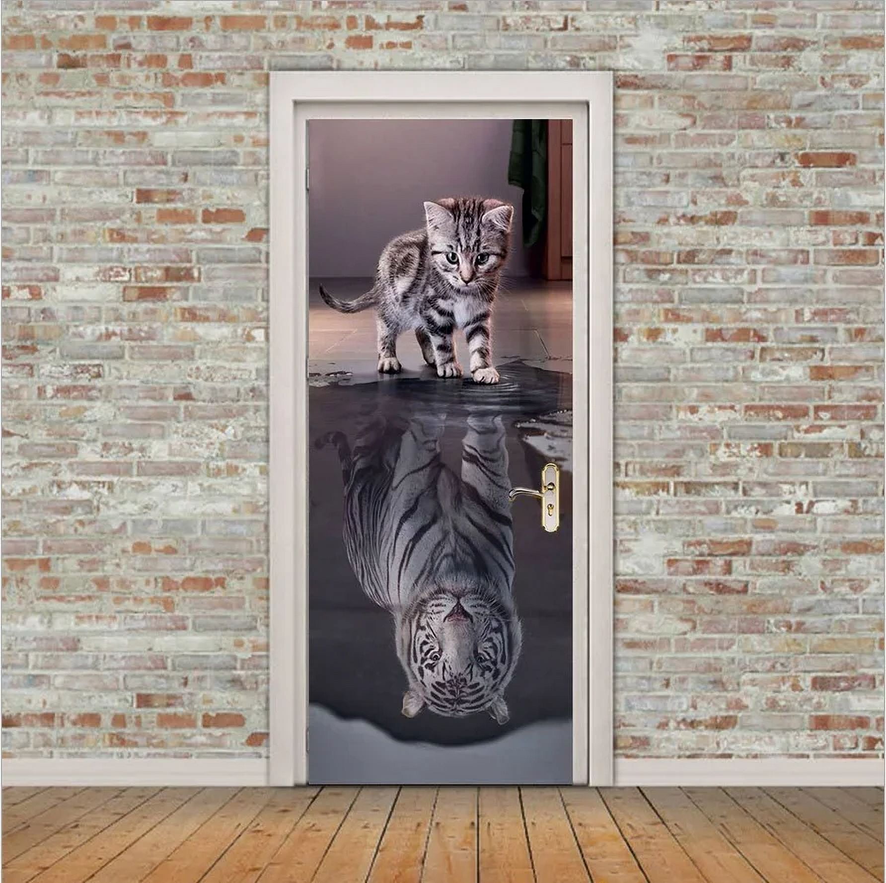 Creative Jungle Animal Door Stickers Self Adhesive 3D Removable ...
