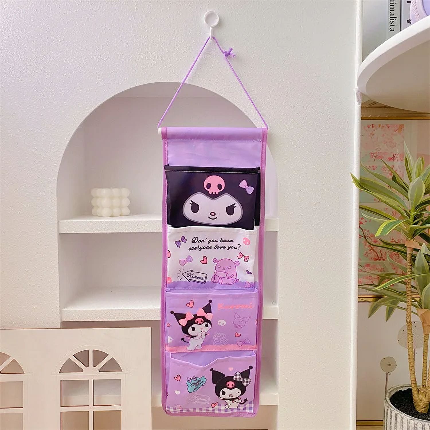 Creative Kawaii Girl Sanrioed Wall Hanging Storage Bag Cartoon Kuromi ...