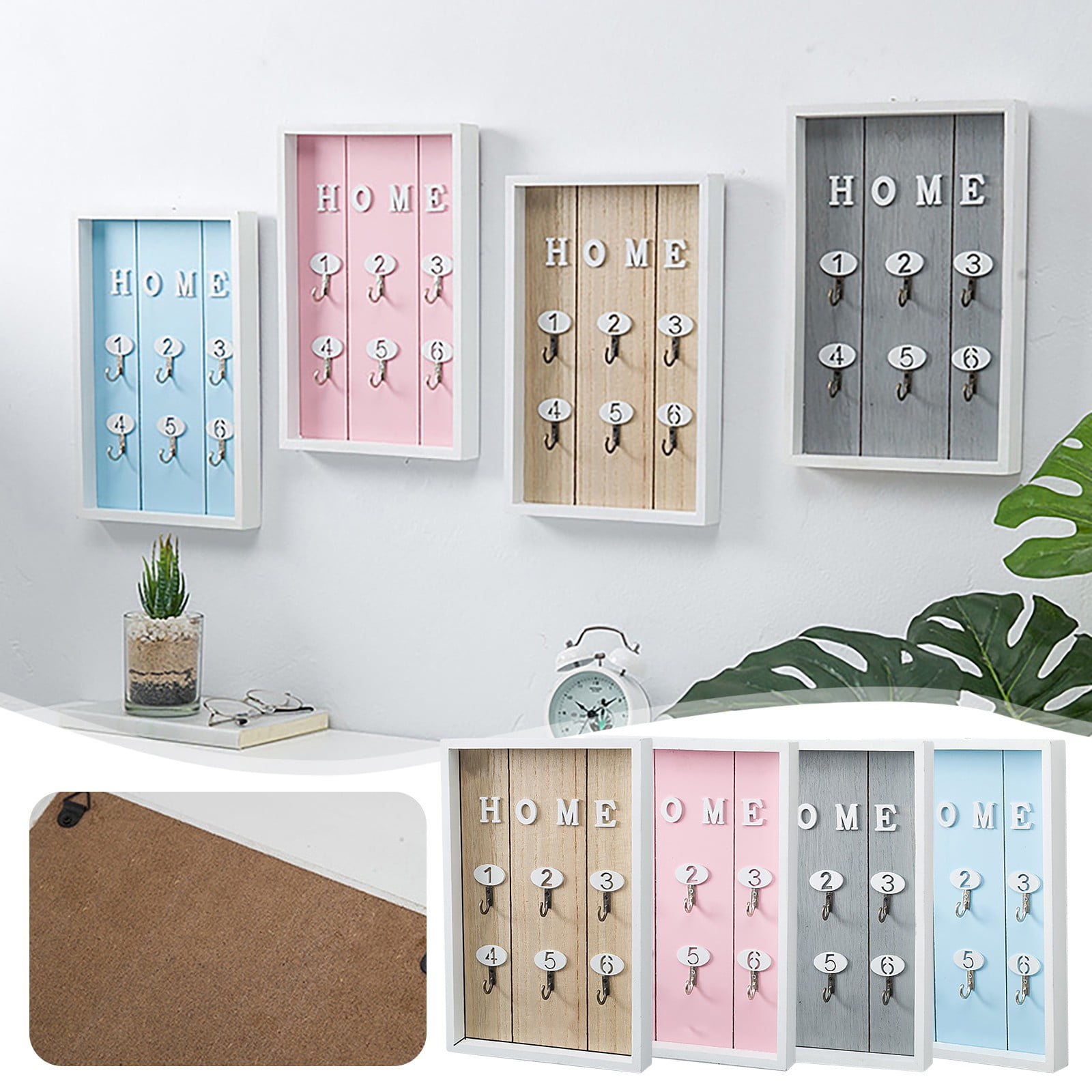 Creative Key Hook Pink Wall Mounted Key Hook Rack Wood Floating Storage ...