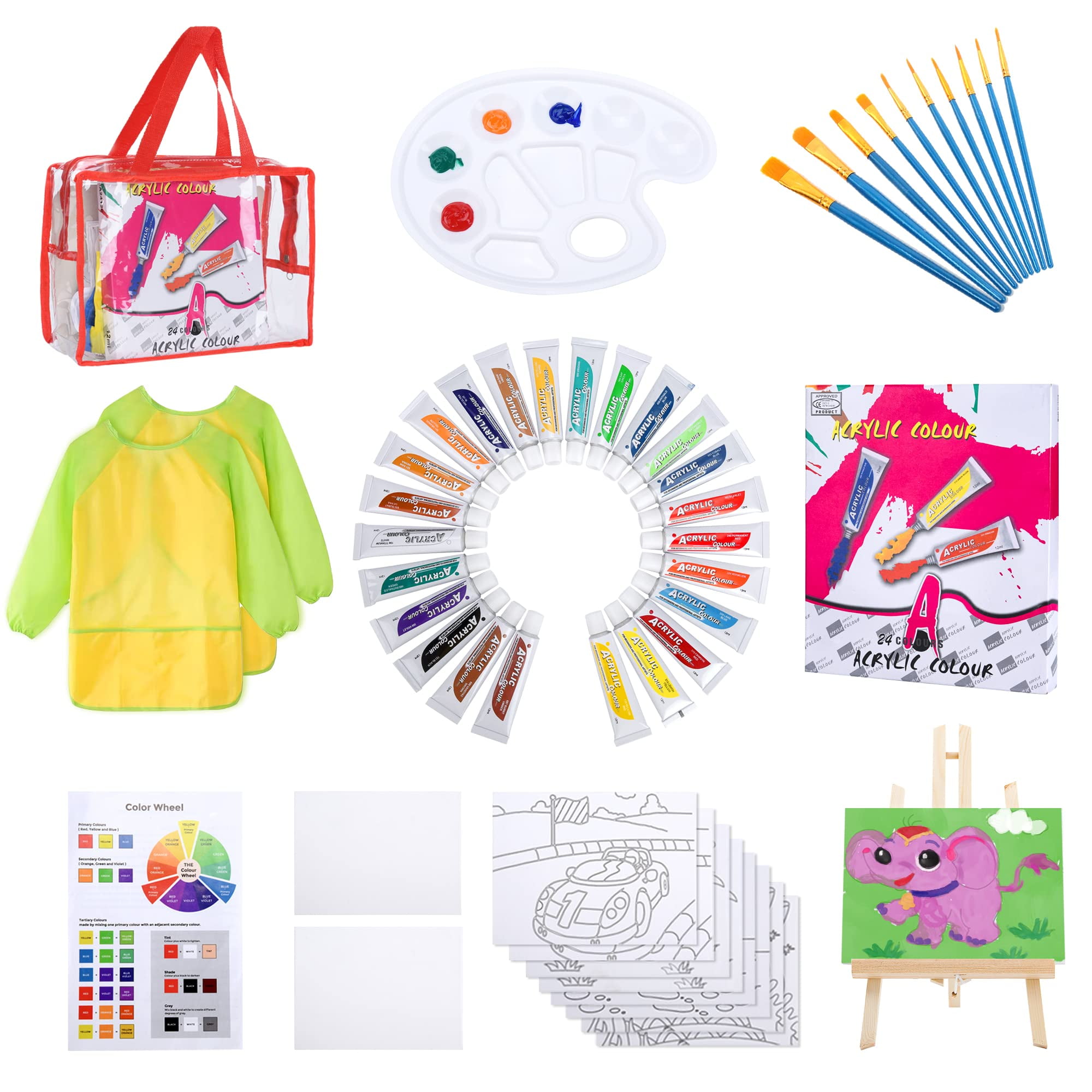 Creative Kids 50-Piece Painting and Drawing Kit with 10 Canvas Panels ...