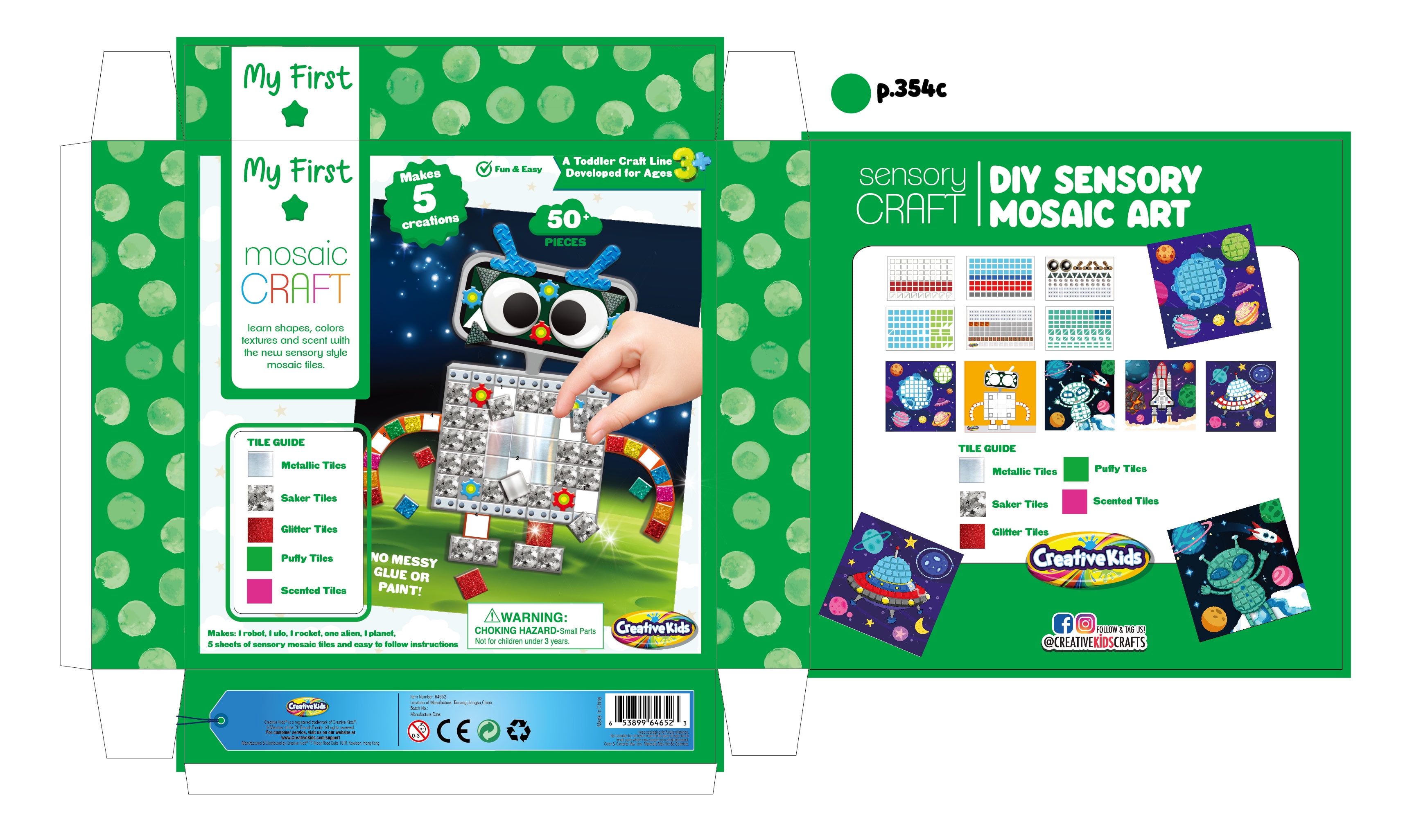 Creative Kids Sensory Sticker Mosaics Craft Kit for Kids Ages 3+ with ...