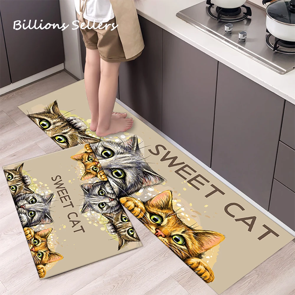 Creative Kitchen Floor Mat Tableware Pattern Entrance Doormat Bathroom ...