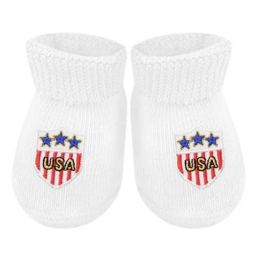 Creative Knitwear Baby Booties with Embroidered USA Shield, Single Pair ...