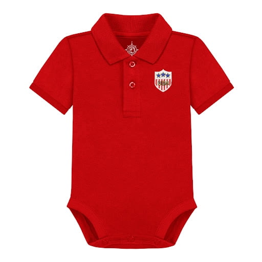 Creative Knitwear Unisex Polo Bodysuit with USA Embroidered Appliqué ...