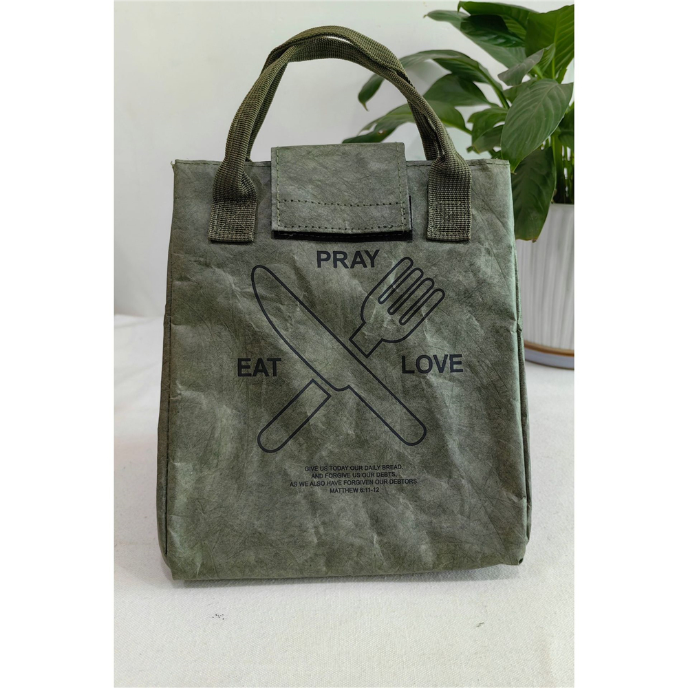 Creative Kraft Paper Fiber Paper Tote Bag Insulation Bag Washable LOGO ...