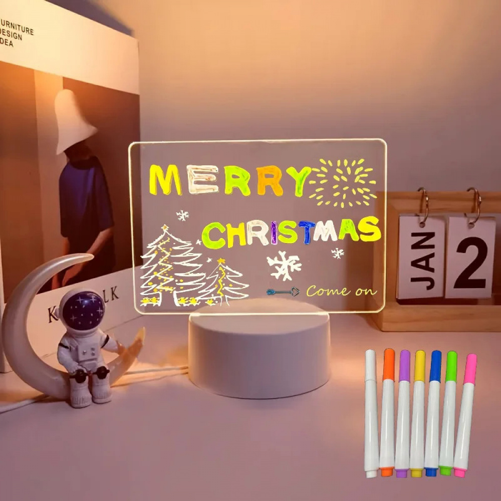 Creative LED Notebook Night Light USB Rewritable Message Board With ...