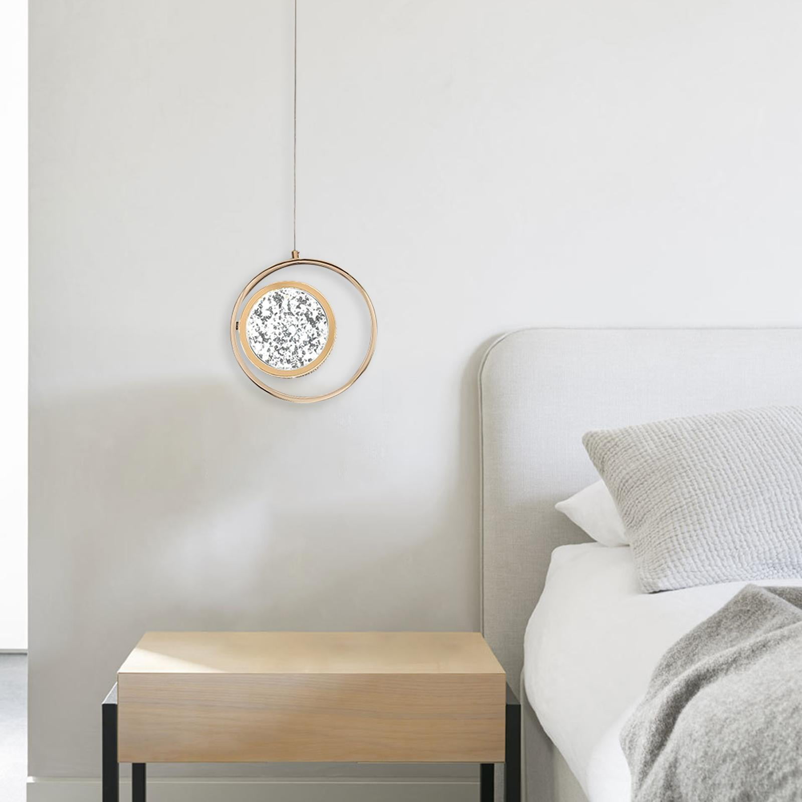 Creative LED Round Pendant Lights Entryway Hanging Crystal Rings ...