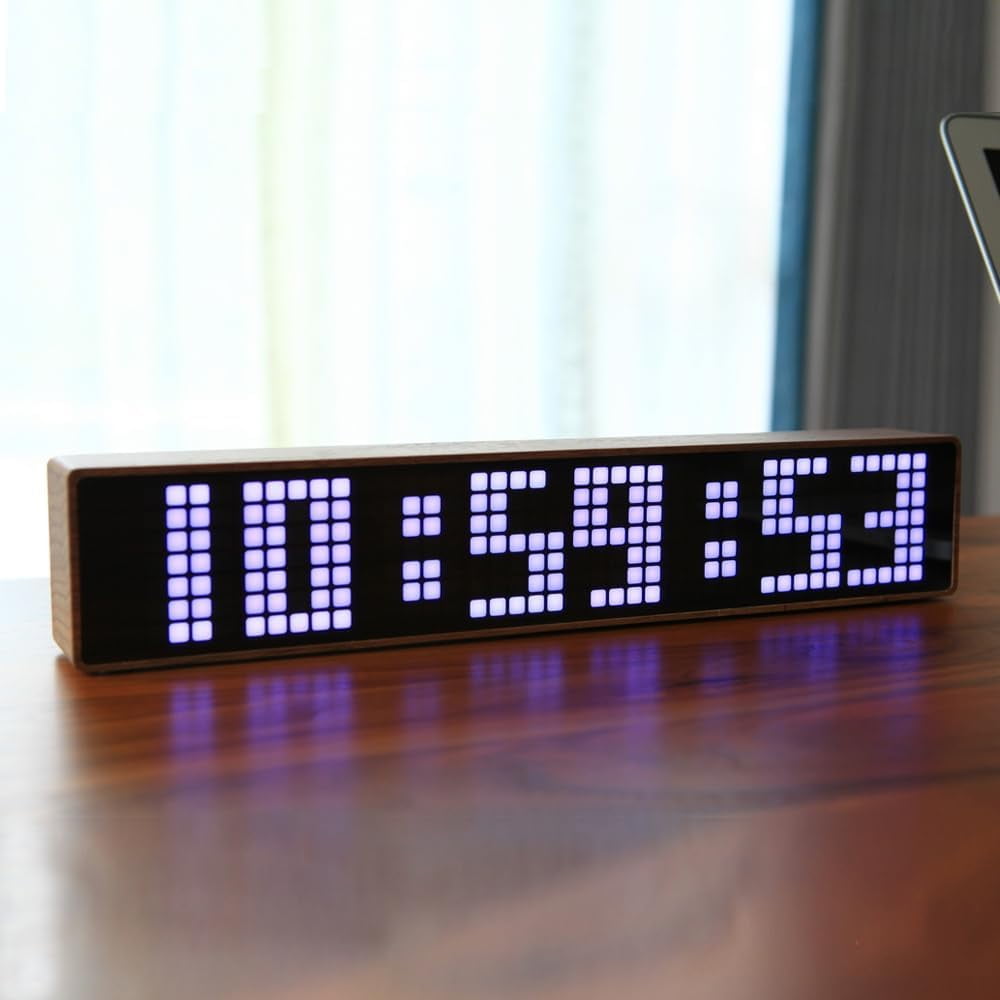 Creative LED clock solid wood clock, WiFi electronic clock, intelligent ...
