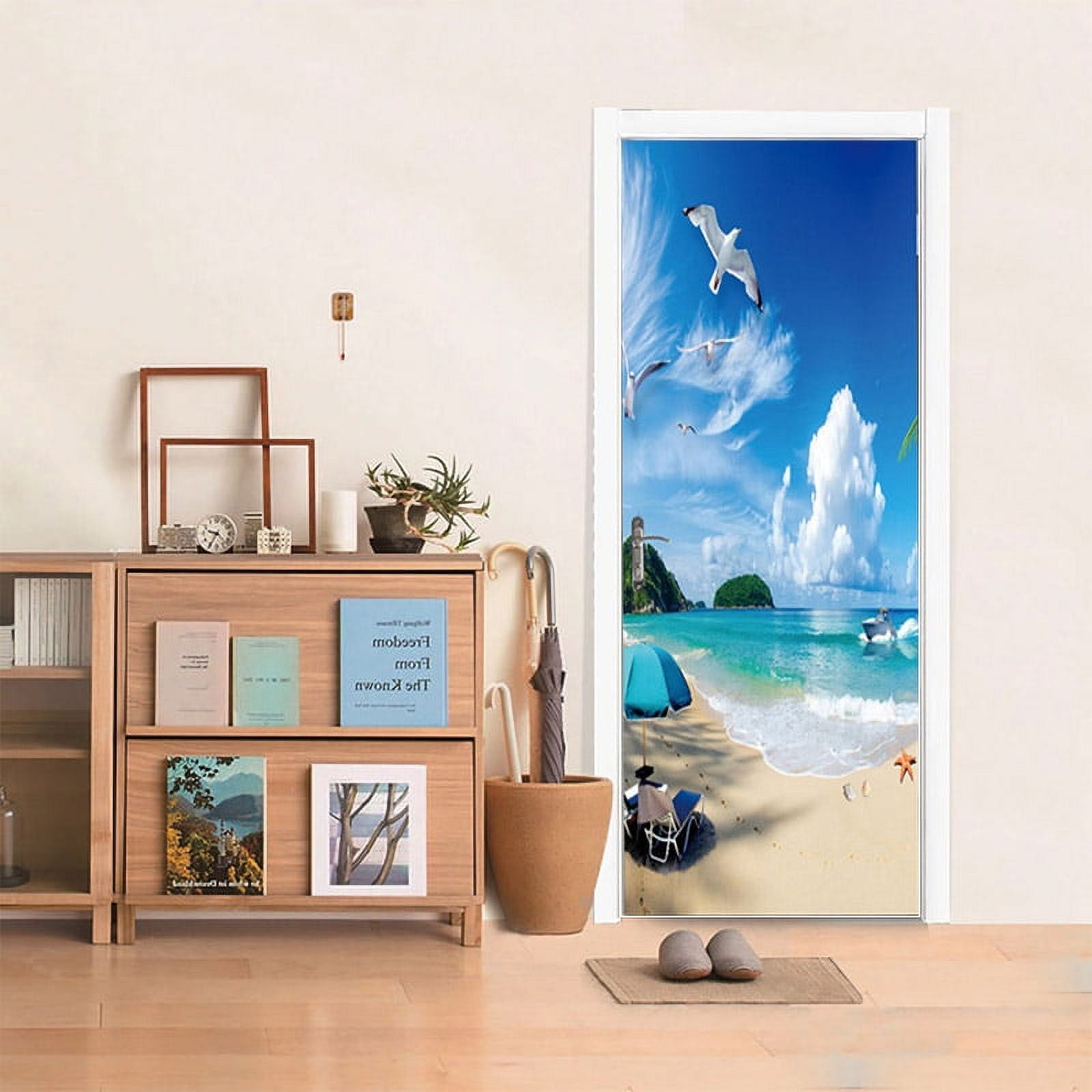 Creative Landscape Door Mural Self-adhesive Waterproof Vinyl Posters ...