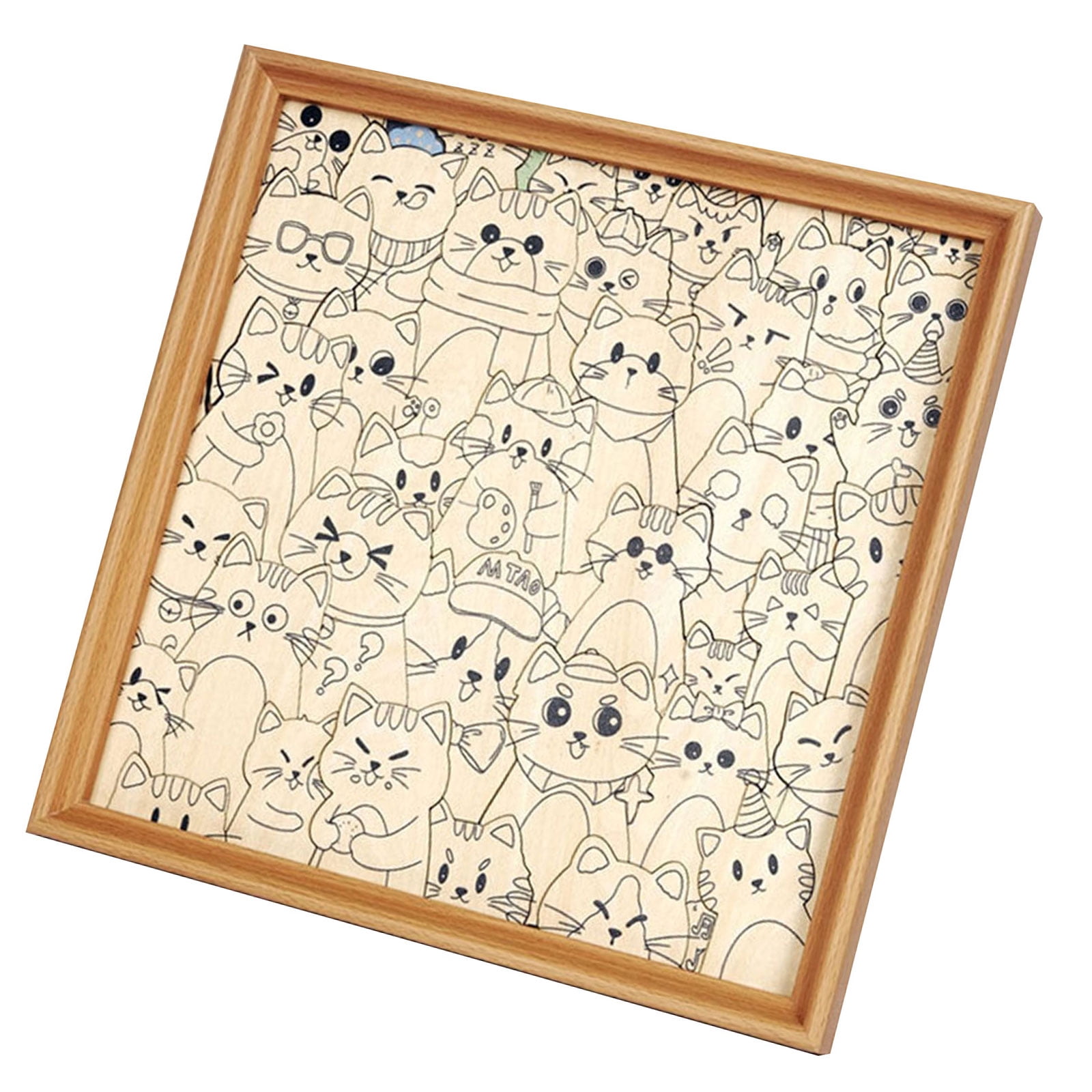 Creative Lasering Cut Wooden Puzzle Cats Shape Design For Coloring And ...
