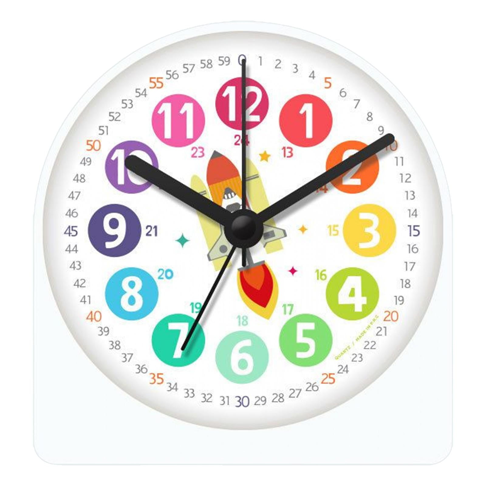 Creative Learning Analog Clock for Kids, Silent Battery , Desk Clock Night Lamp for Living Room ...