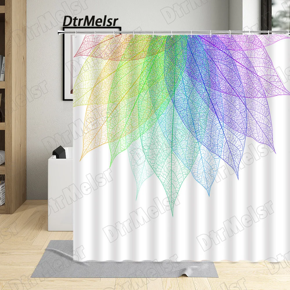 Creative Leaves Shower Curtains Red Blue Yellow Abstract Tree Leaf ...