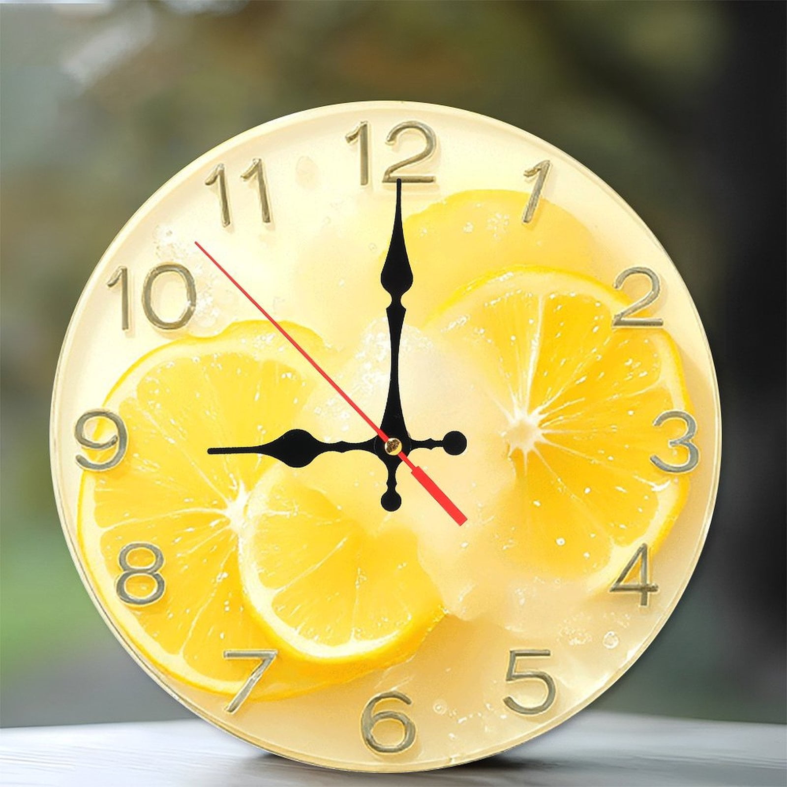 Creative Lemon Slice Wall Clock Home Decor 10-Inch Silent Wooden Wall ...