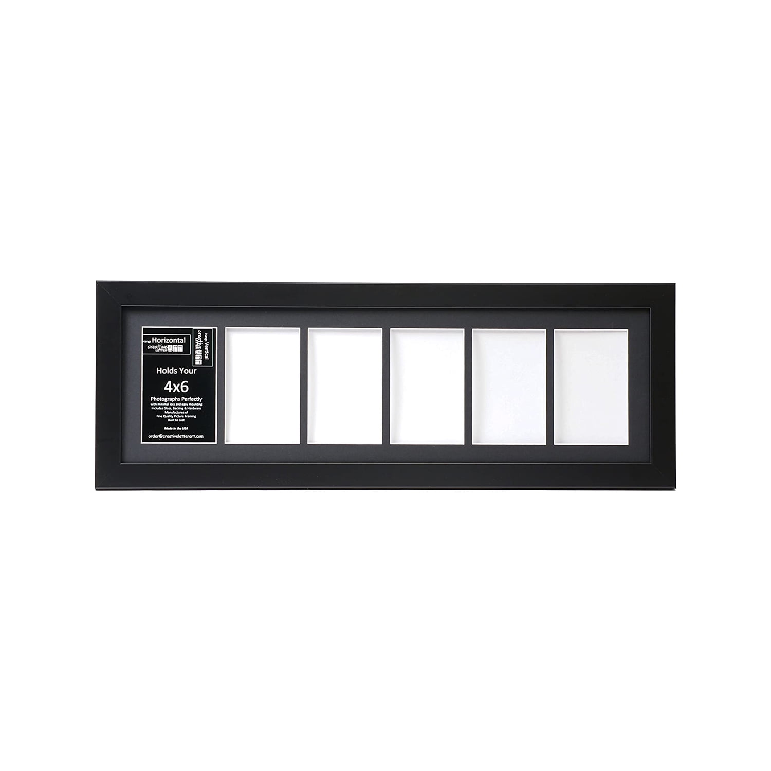 Creative Letter Art 8x26 Picture Frame with 6 Openings and Black Mat ...